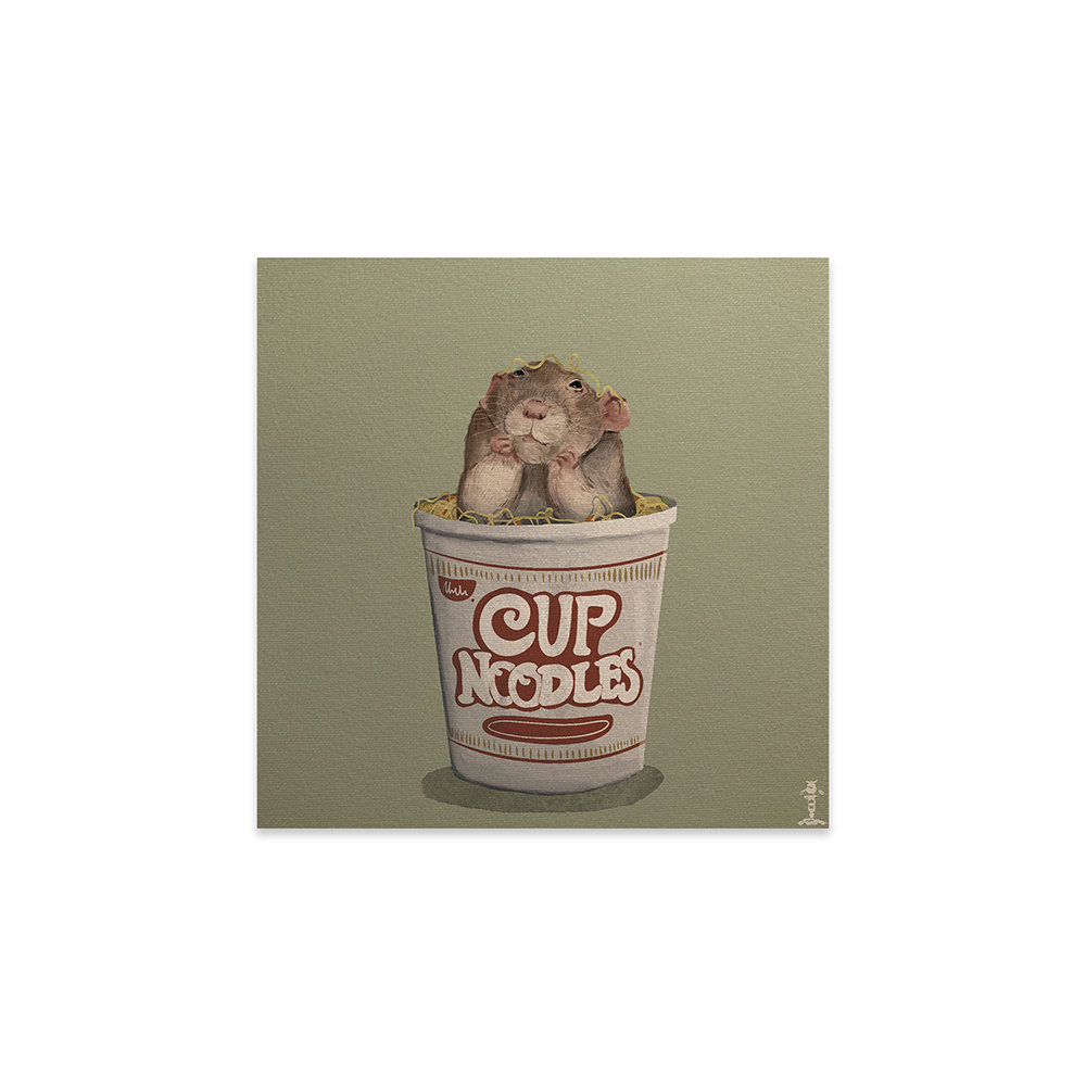 Trinx Cup Noodle Rat On Plastic/Acrylic by CrumbsAndGubs Painting | Wayfair