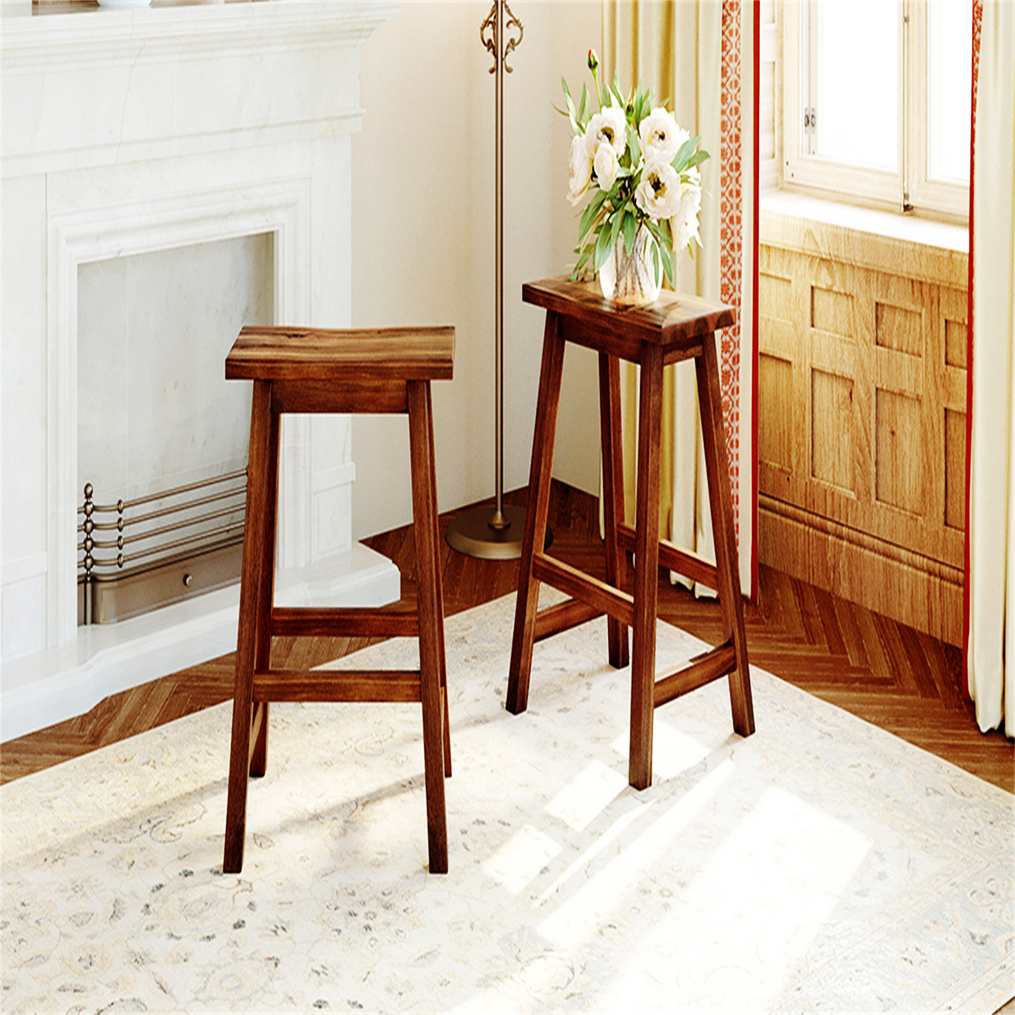 Red Barrel Studio® Parsonsfield Rustic Counter Height Wood Kitchen ...