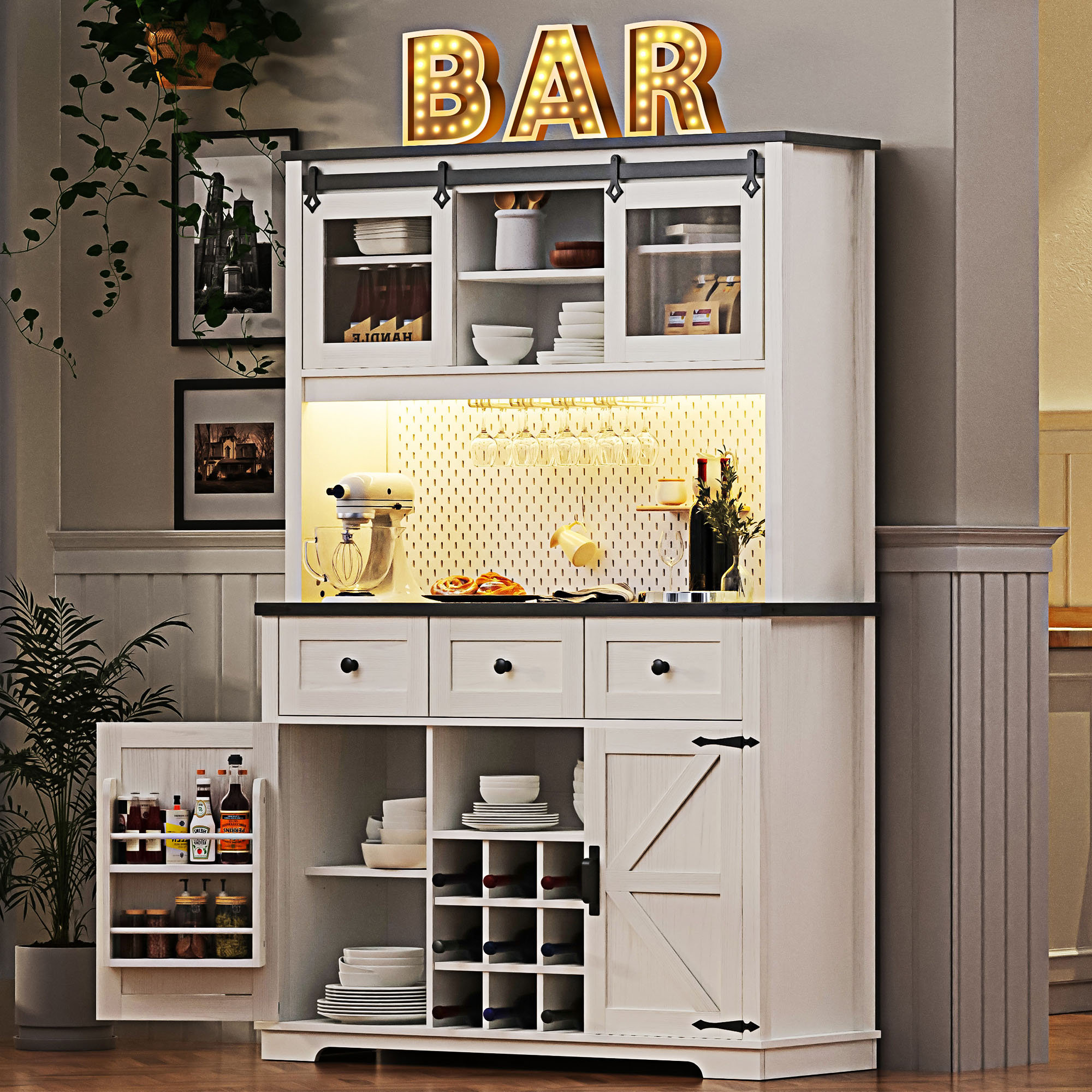 Ophelia & Co. Pantry Bar Cabinet with Internal Storage Rack | Wayfair