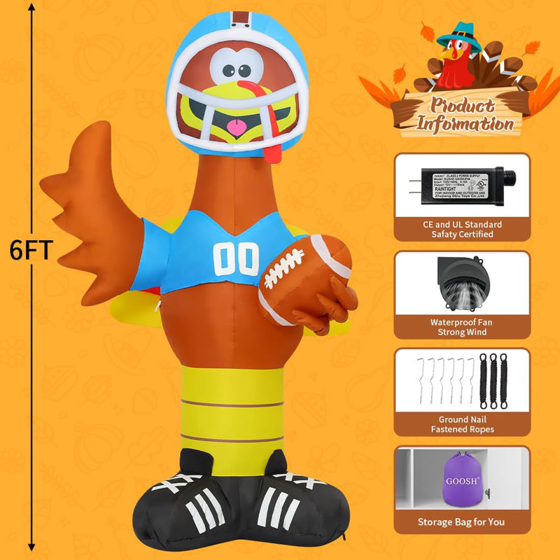 The Holiday Aisle® Jaquice 6FT Thanksgiving Inflatable American ...