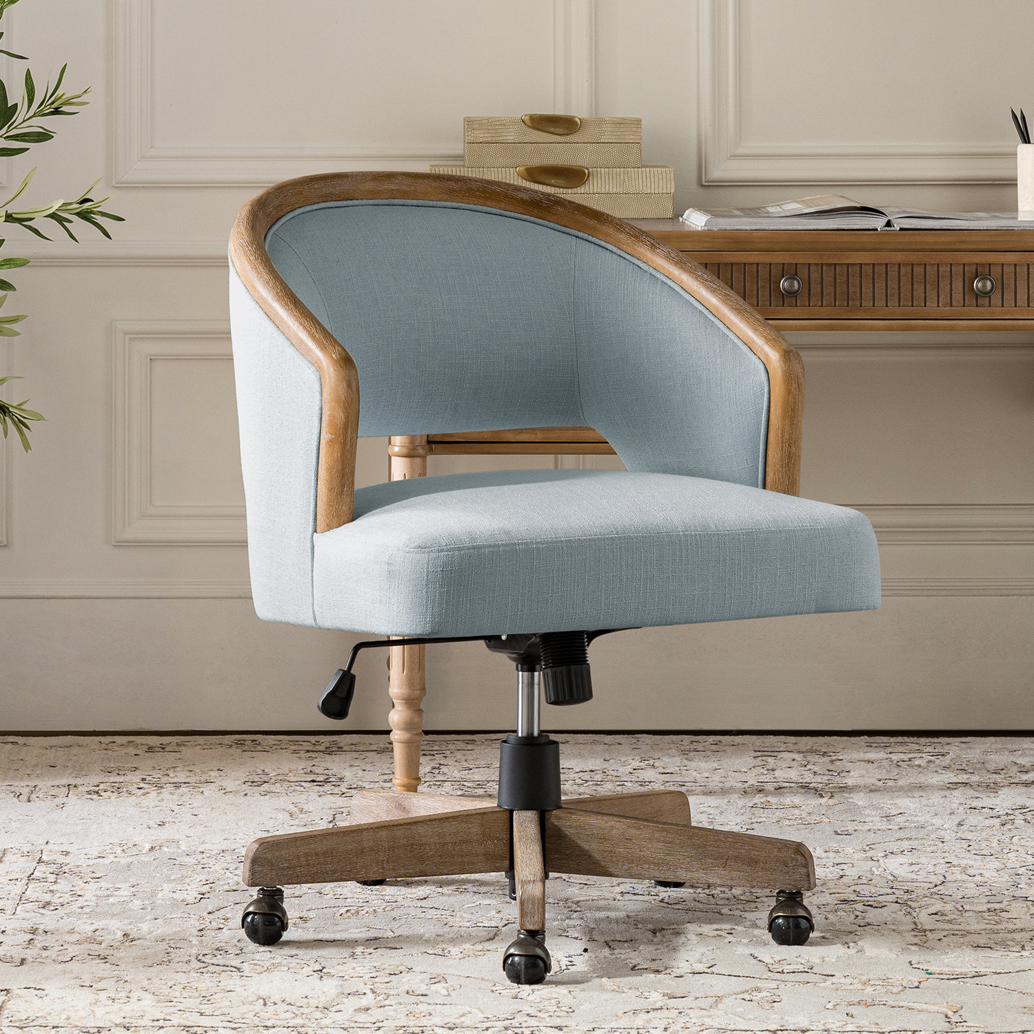 Corrigan Studio® Ackeron Faithe Modern Farmhouse 360° Swivel Solid Wood ...