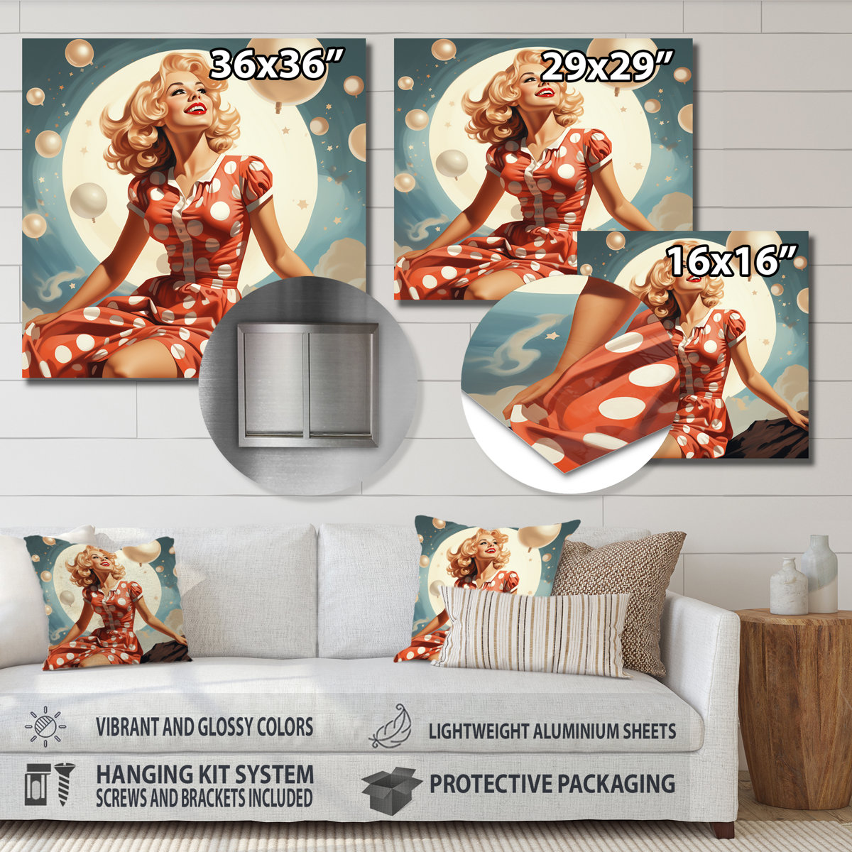 Mercer41 Golden Glamour Woman Pop Art Pin-Up - Pop Art Metal Wall Art ...