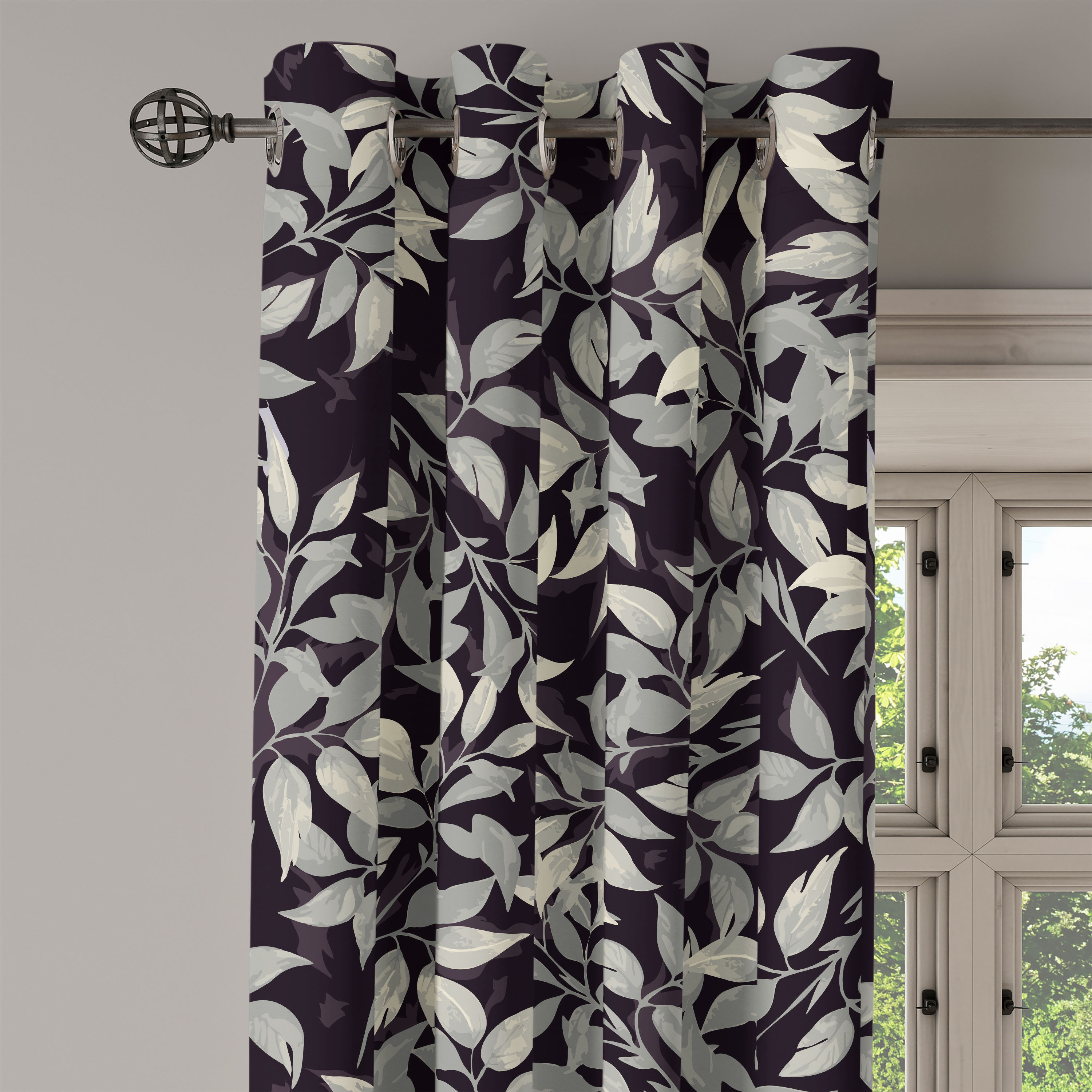 Red Barrel Studio® Spring Grommet Curtain Continuous Ficus Leaves Art ...