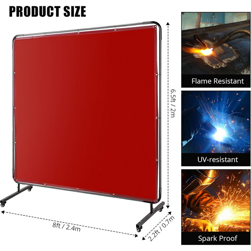 ASOPIX 6x8 FT Flame-Resistant Welding Screen with Frame & Locking ...
