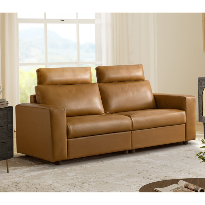 Hokku Designs Nomar 86.5"W 3 - Piece Modern Genuine Leather Storage ...