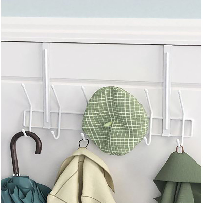 Rebrilliant White Over The Door Hanger Hanging Rack 6 Hooks Organizer ...