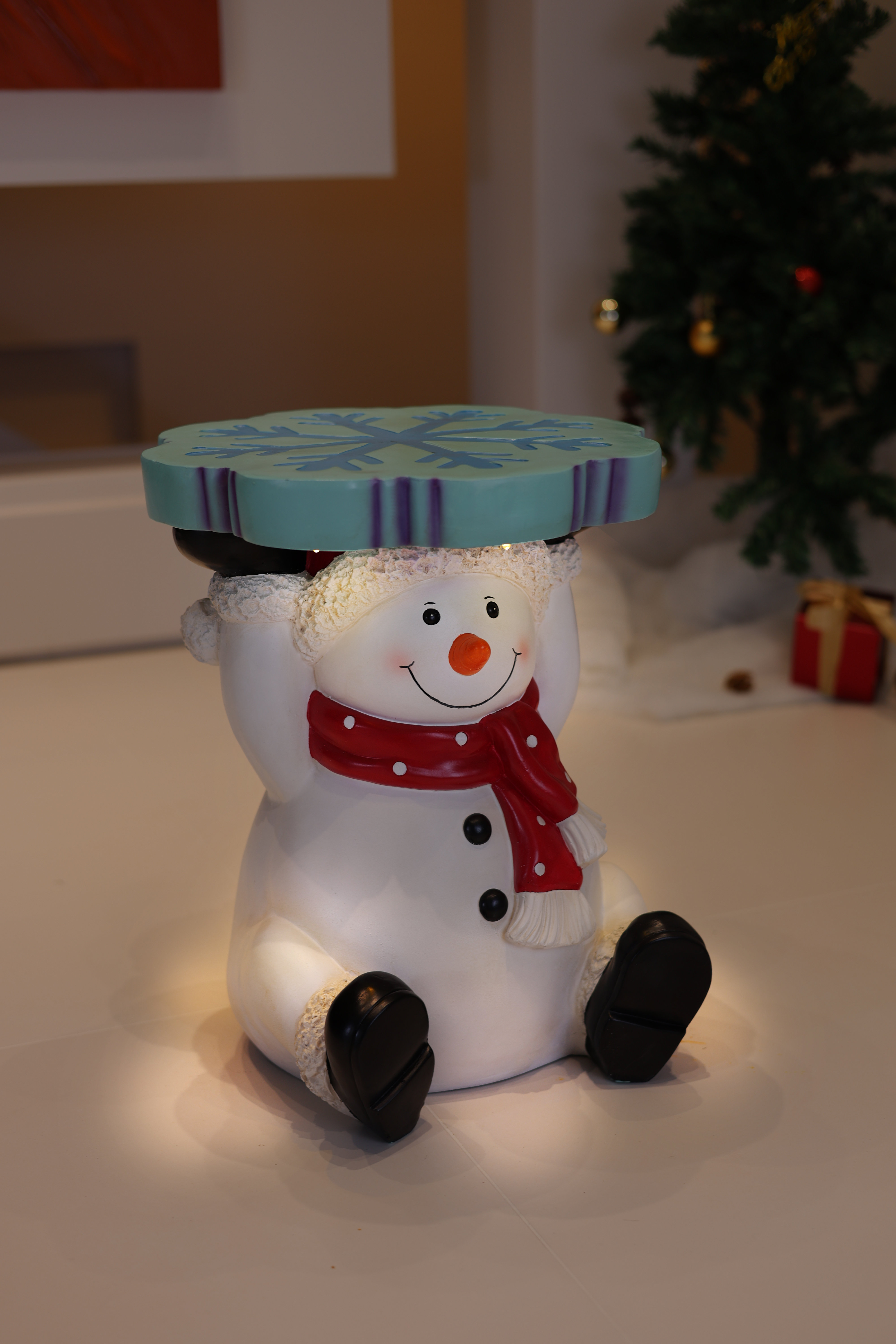 Hi-Line Gift Ltd. Lighted Snowman Christmas Side Table Decor Battery ...