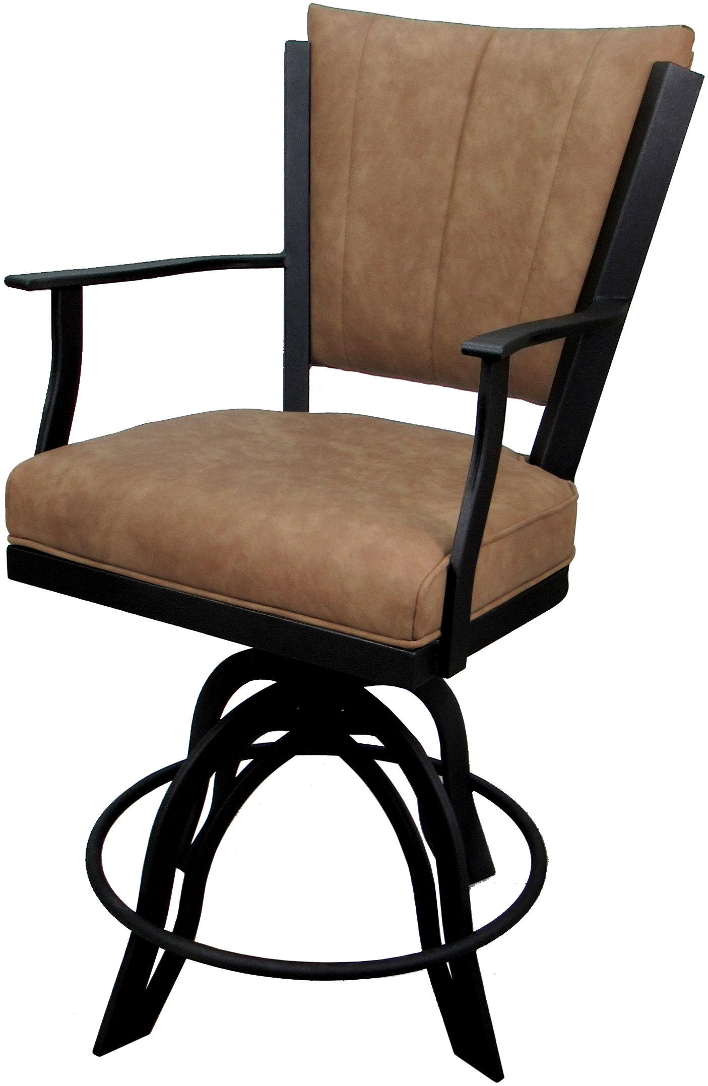 Rosalind Wheeler Cocuzzo Metal Swivel Bar Stool - Pecan Brown Vinyl ...