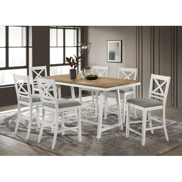 Coaster NJ-08810-2516 Hollis 7 - Piece Rubberwood Trestle Dining Set ...
