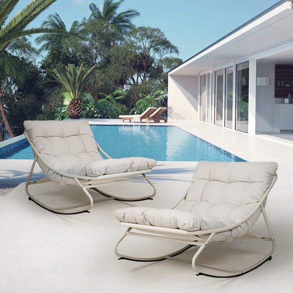 Grand Patio Samba Outdoor Rocking Metal Chair With Removable Cushions ...