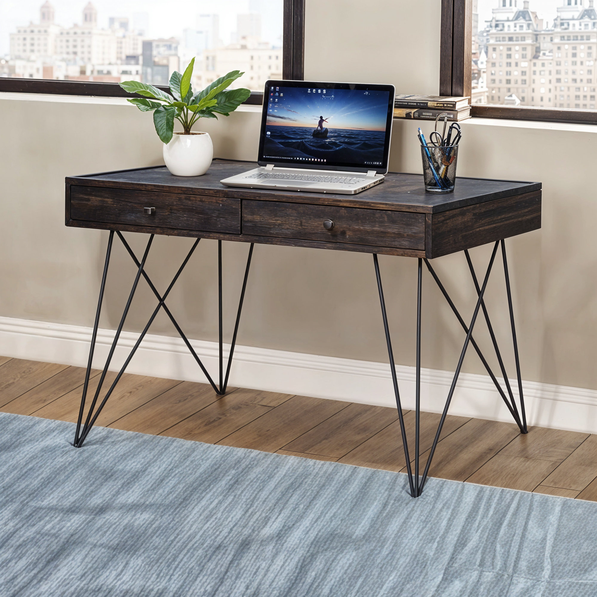 17 Stories Aspen Writing Desk Driftwood | Wayfair