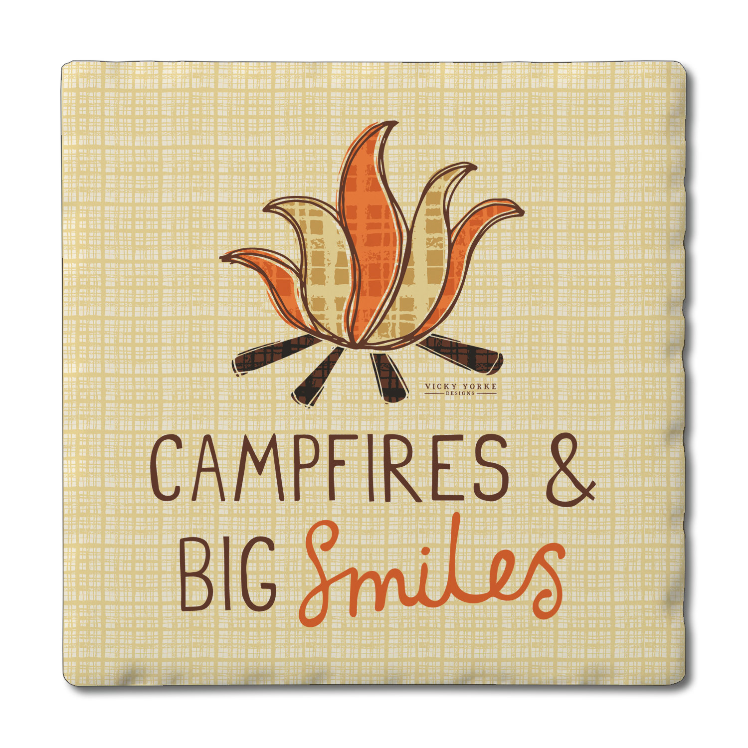 Trinx Campfire Smiles Single Tumbled Tile Coaster | Wayfair