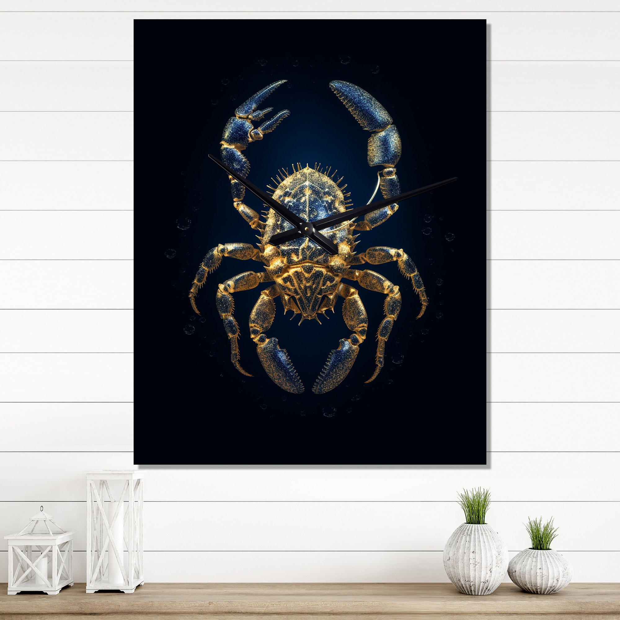 Design Art Exquisite Scorpio Gold On Blue I - Scorpio Wall Clock ...