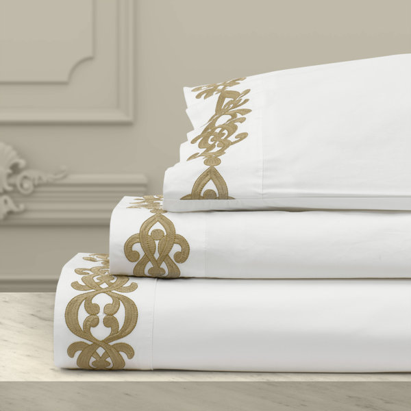 Five Queens Court Isabel 300 Thread Count 100% Cotton Embroidered Sheet ...