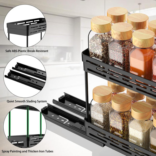 Prep & Savour 2 Packs Pull Out Spice Rack Organizer for Cabinet, Slide ...