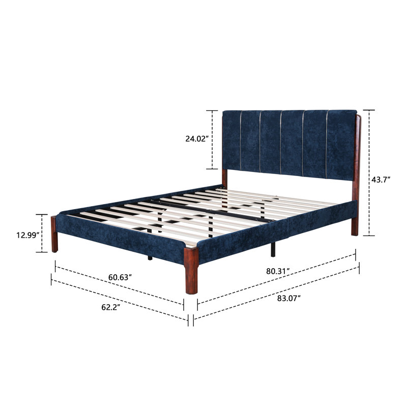 Latitude Run® Twin Solid Wood Upholstered Low Profile Platform Bed ...