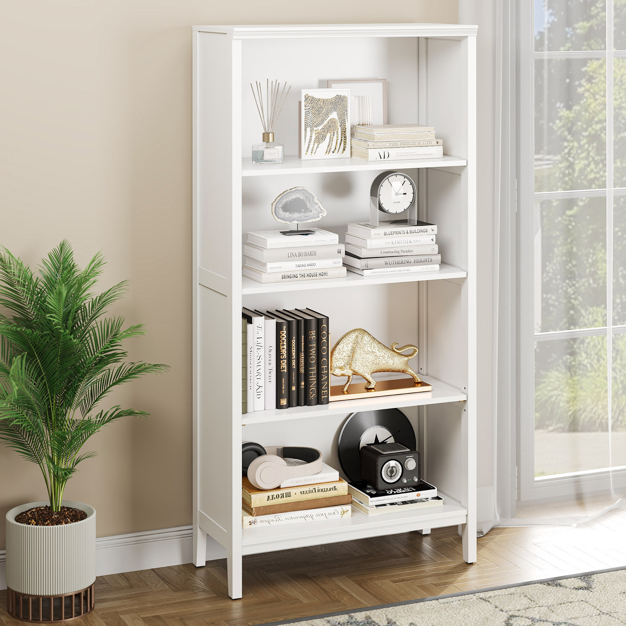 Wade Logan Giann Solid Wood Bookshelves and Bookcases Floor Standing 4 ...