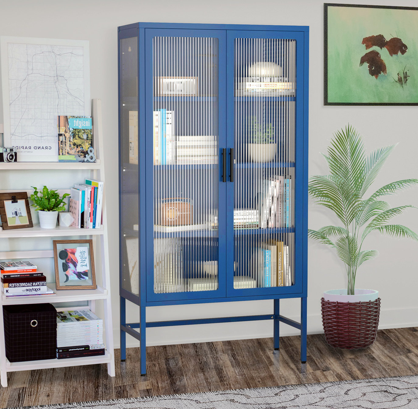 Latitude Run® Storage Cabinet, Double Glass Door Storage Cabinet With ...