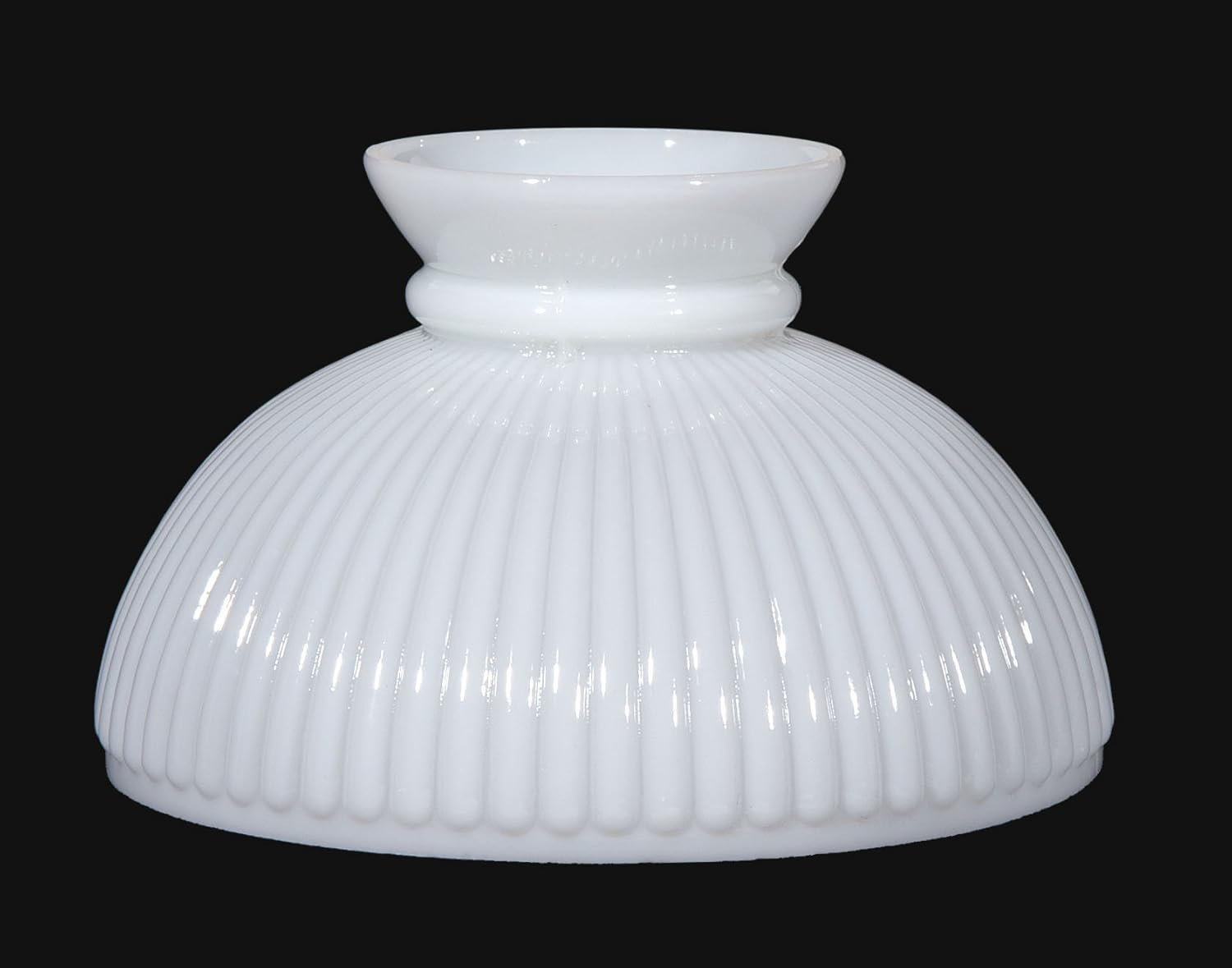 BEAUTY DEPOT Lamp 10" Cased White Glass Ribbed Student Lamp Shade ...
