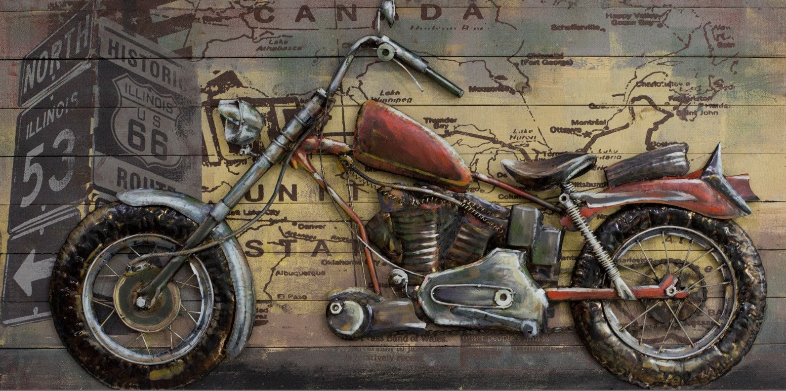 Williston Forge Hailo Old Fashioned Red Motorcycle Chopper 3D Wall Art ...