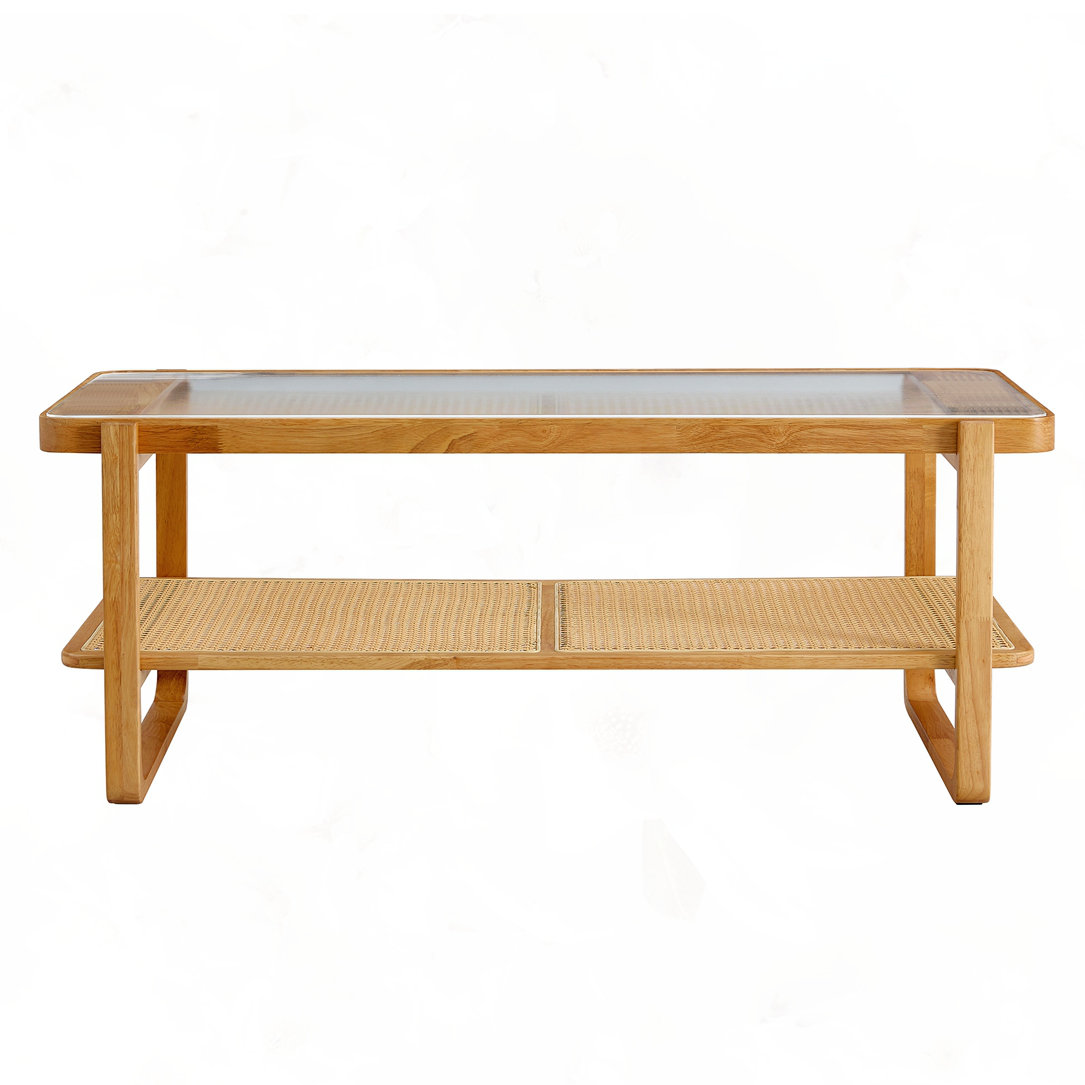 Bay Isle Home™ Glass desktop tea table rattan woven Chinese side table ...