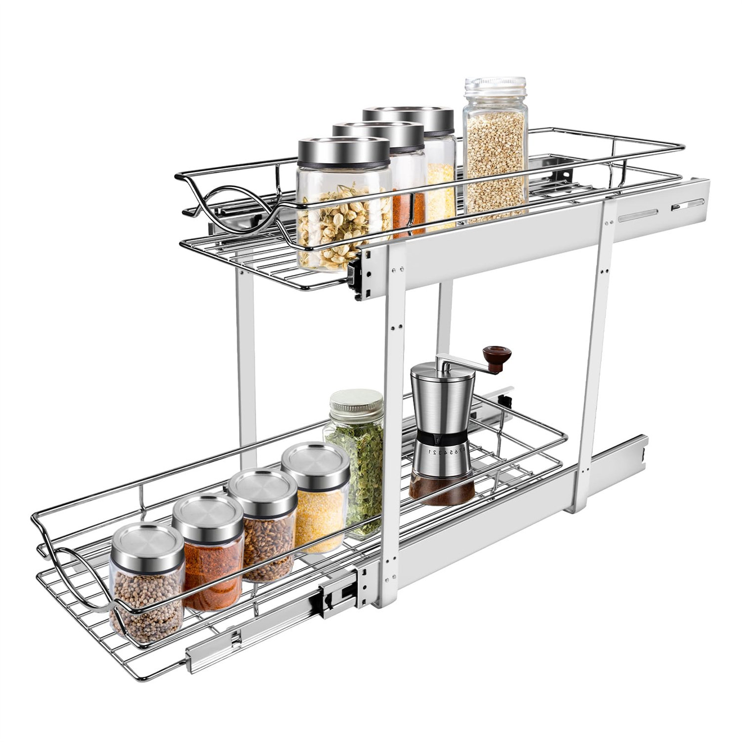 Prep & Savour Expandable 2-Tier Metal Cabinet Organizer, 9"W X 21"D ...