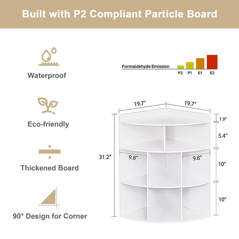 Wade Logan® Cayhlin 3-Tier Corner Bookcase Cabinet with 8 Cubbies ...