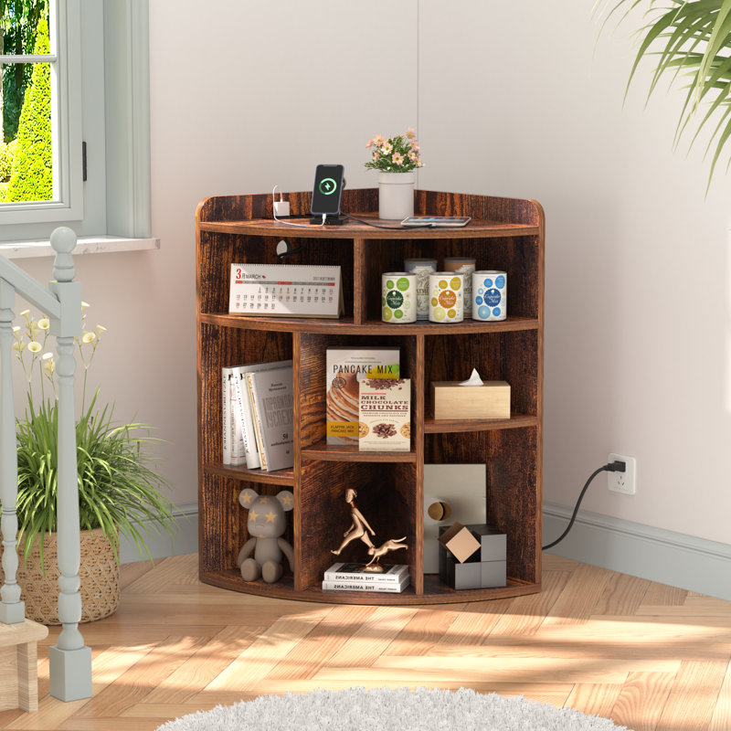 Wade Logan® Cayhlin Wooden Corner Cabinet Storage With USB Ports And ...