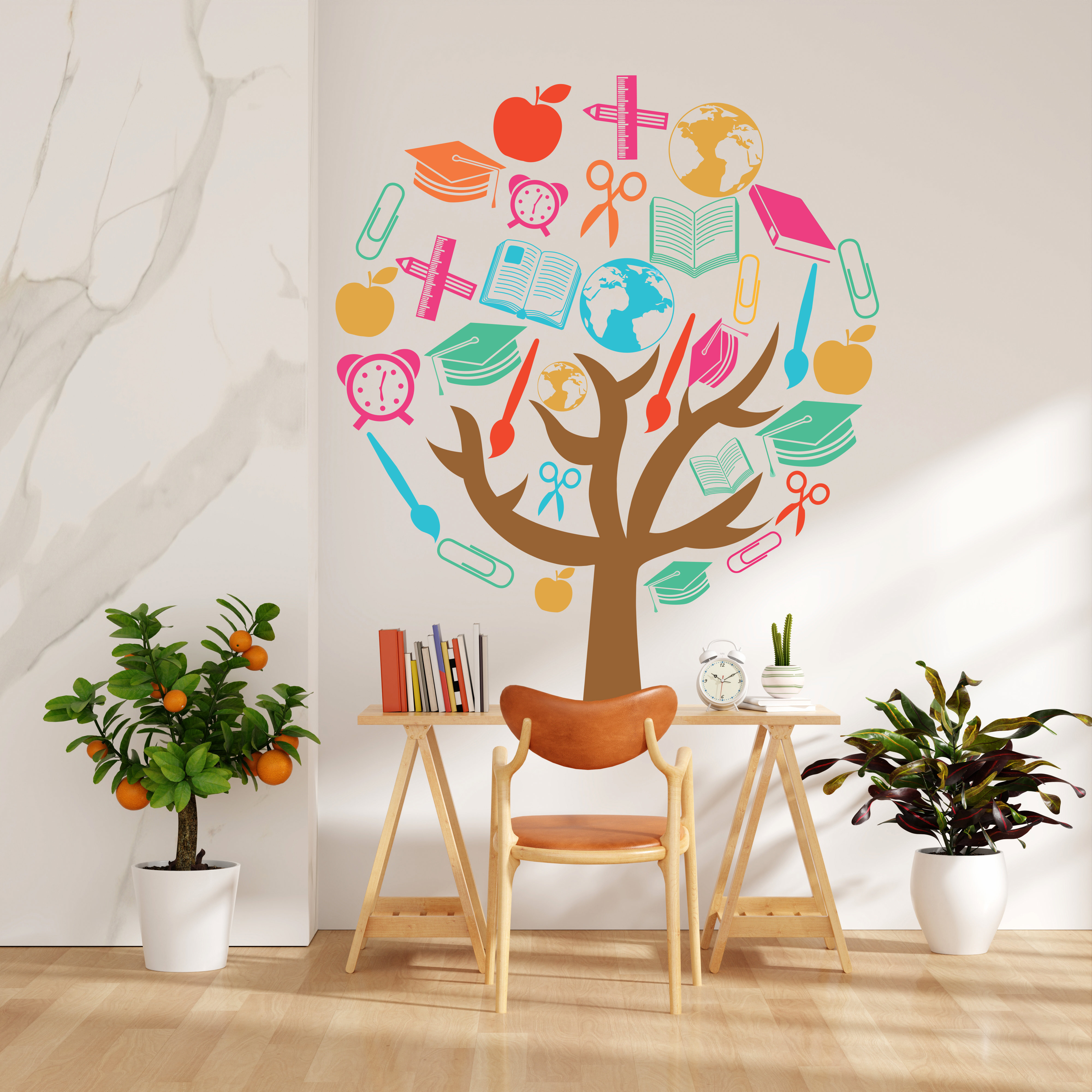 Lark Manor™ Library Tree School Wall Art Decals, Library Wall Decal ...