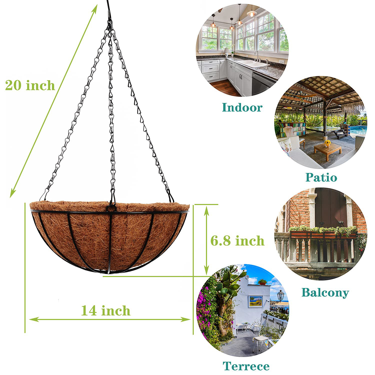 Dakota Fields Hanging Planters Basket Outdoor Indoor(14 Inch 4 Pack ...