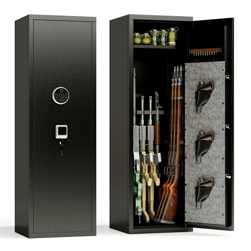 Inbox Zero Large Gun Safe Cabinet With 3 Pistol Pouches, Gun Money ...
