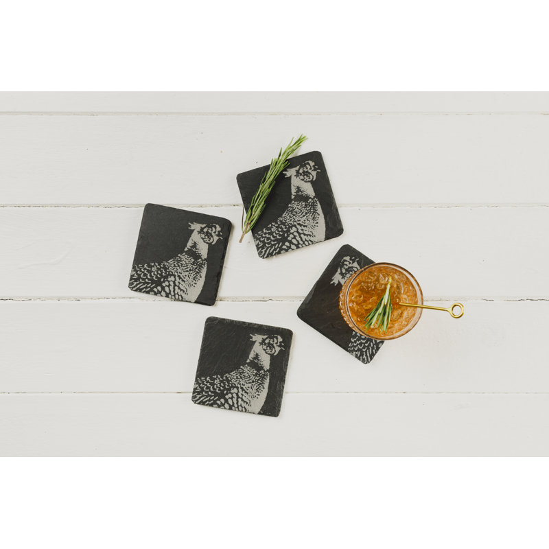 Selbrae House 4 Square Slate Coasters with Pheasant Design | Wayfair.co.uk