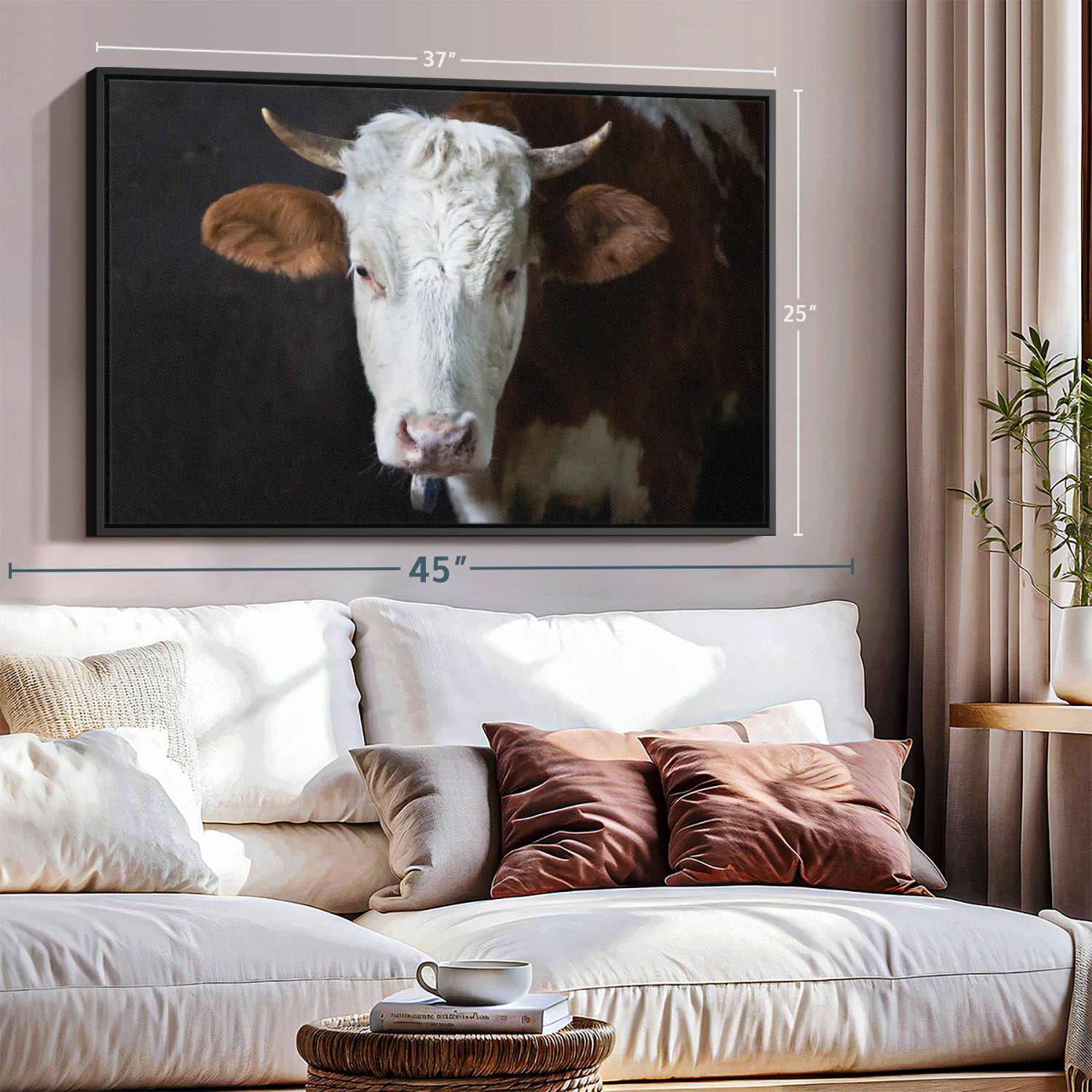 Latitude Run® Animal " Serious Cow Face Canvas Print " | Wayfair