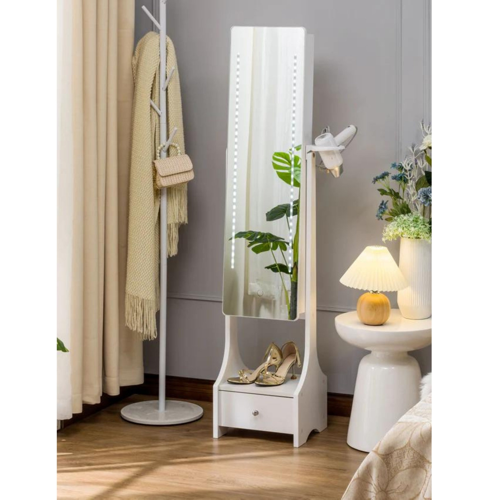 Wrought Studio™ Full Length Mirror With Storage | Wayfair