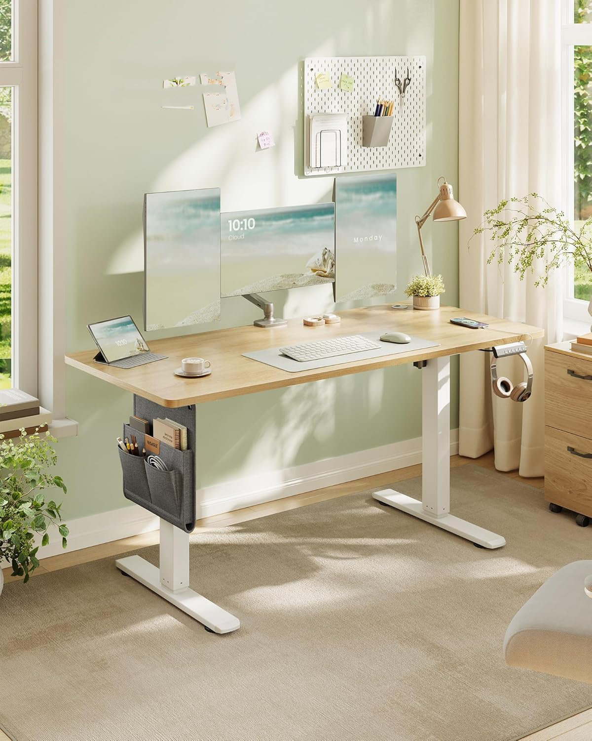 Vasagle Electric Standing Desk, Height Adjustable Desk, 140 X 60 Cm ...