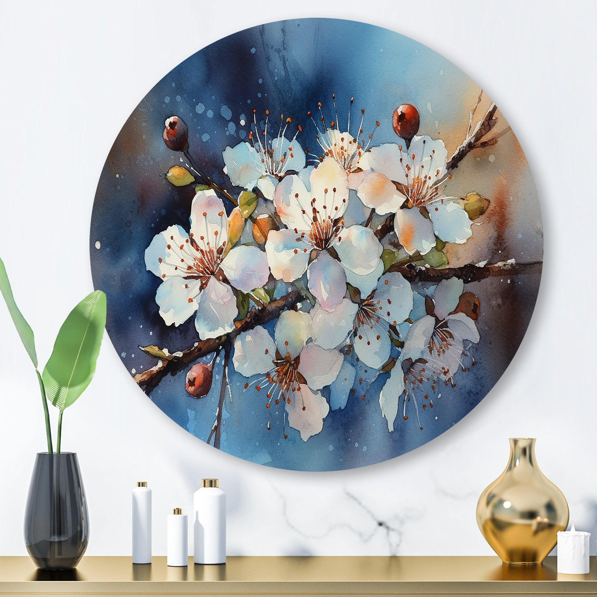 Red Barrel Studio® White Blue Apple Tree Artistry III - Apple Tree ...