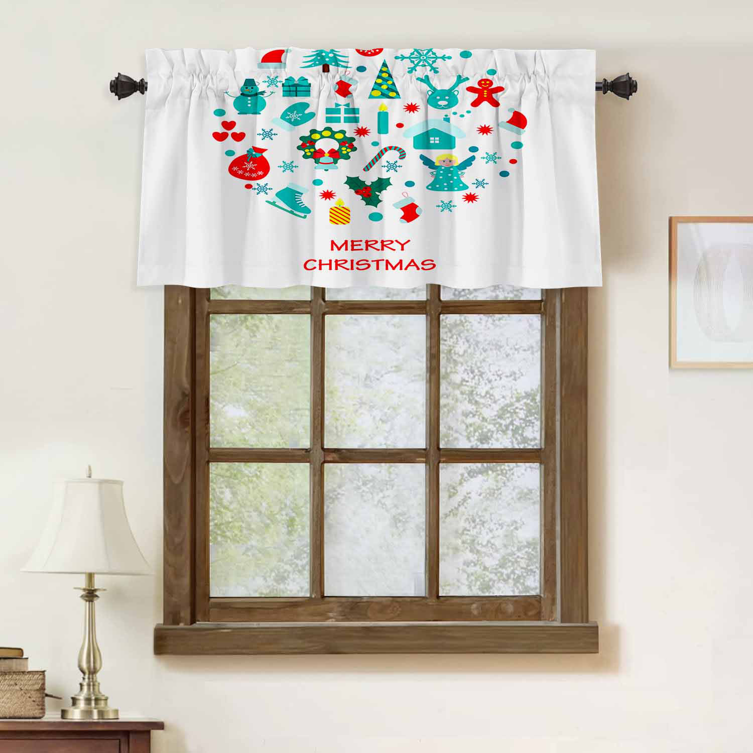 The Holiday Aisle® Red 52"W Christmas Tree Abstract Angel Banner Window ...