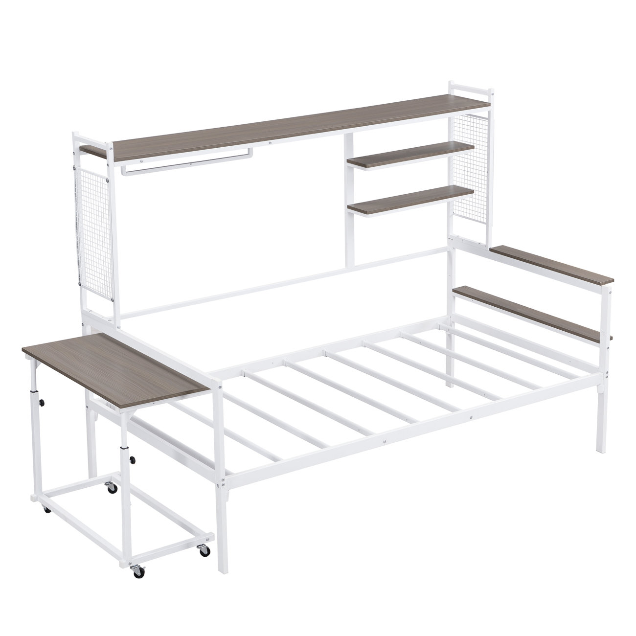 Mason & Marbles Metal Daybed with Movable Desk Daybed With Storage ...