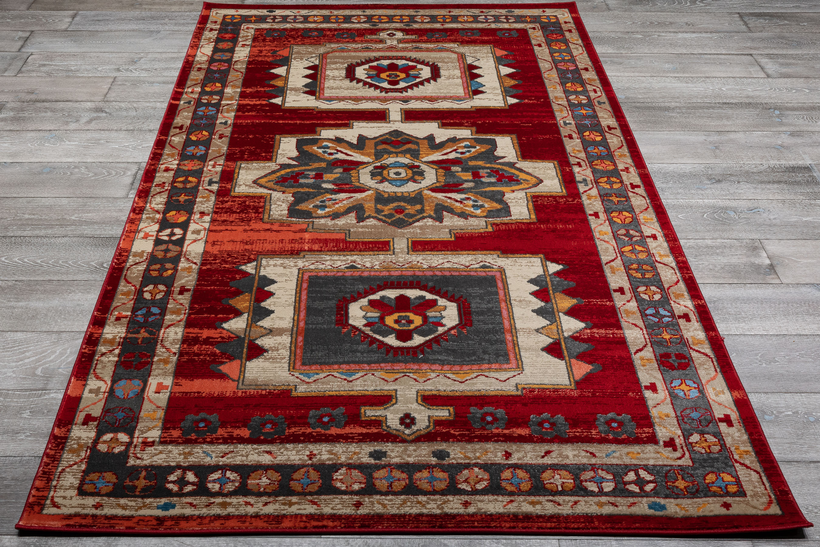Bungalow Rose Oriental Red/Gray/Beige Area Rug | Wayfair