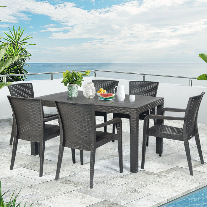 Rainbow Outdoor 6 - Person Rectangular Outdoor Dining Set | Wayfair
