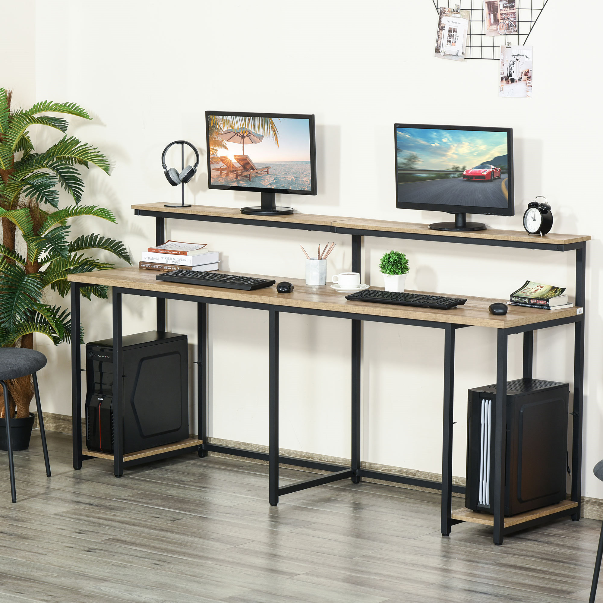 17 Stories Homcom 78.75 Inches Double Computer Desk For Two Person ...