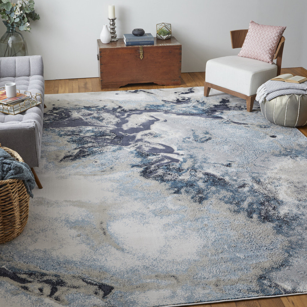 17 Stories 5' X 8' Blue Abstract Area Rug | Wayfair