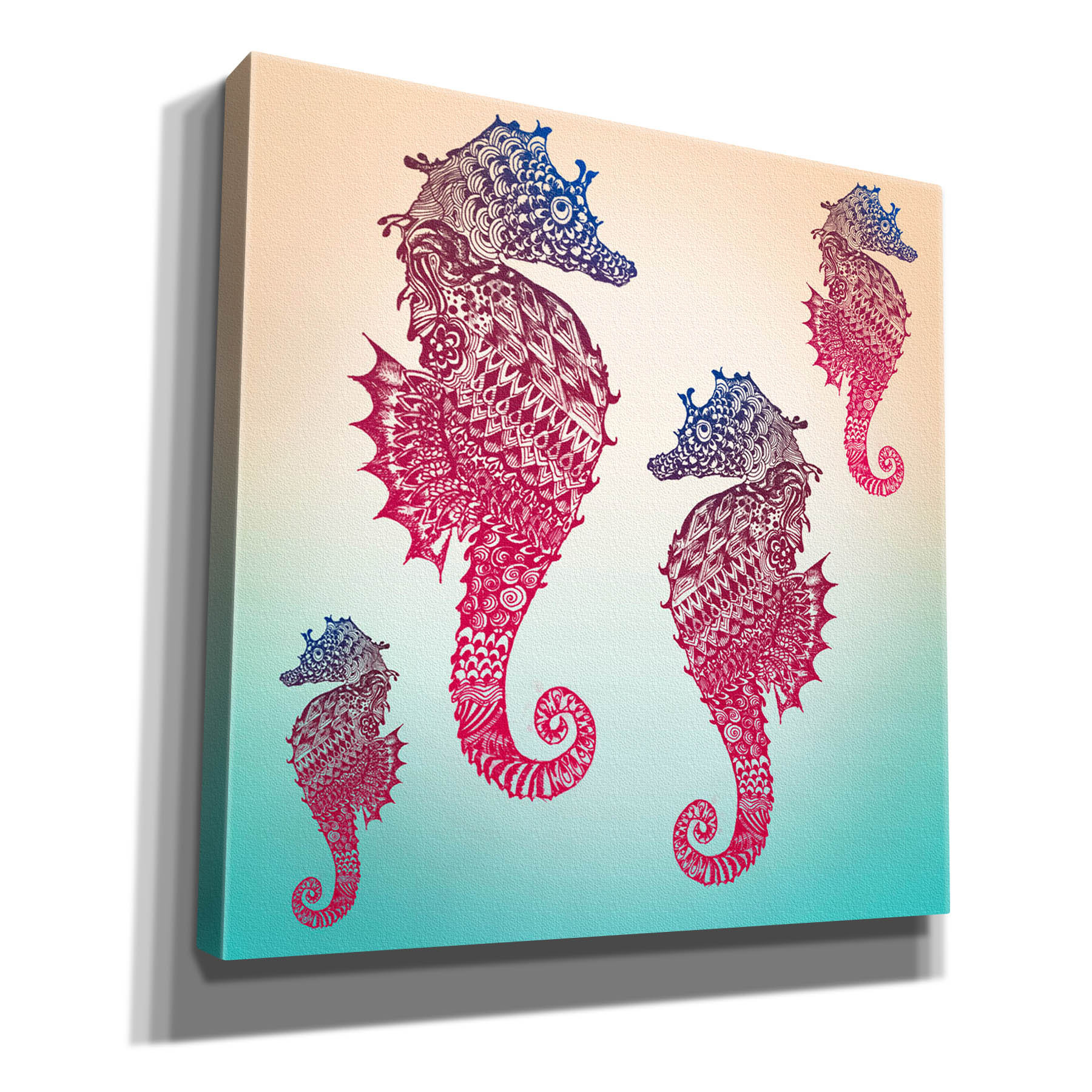 Rosecliff Heights 'Sea Horse Pattern' by Mark Ashkenazi Canvas Wall Art ...