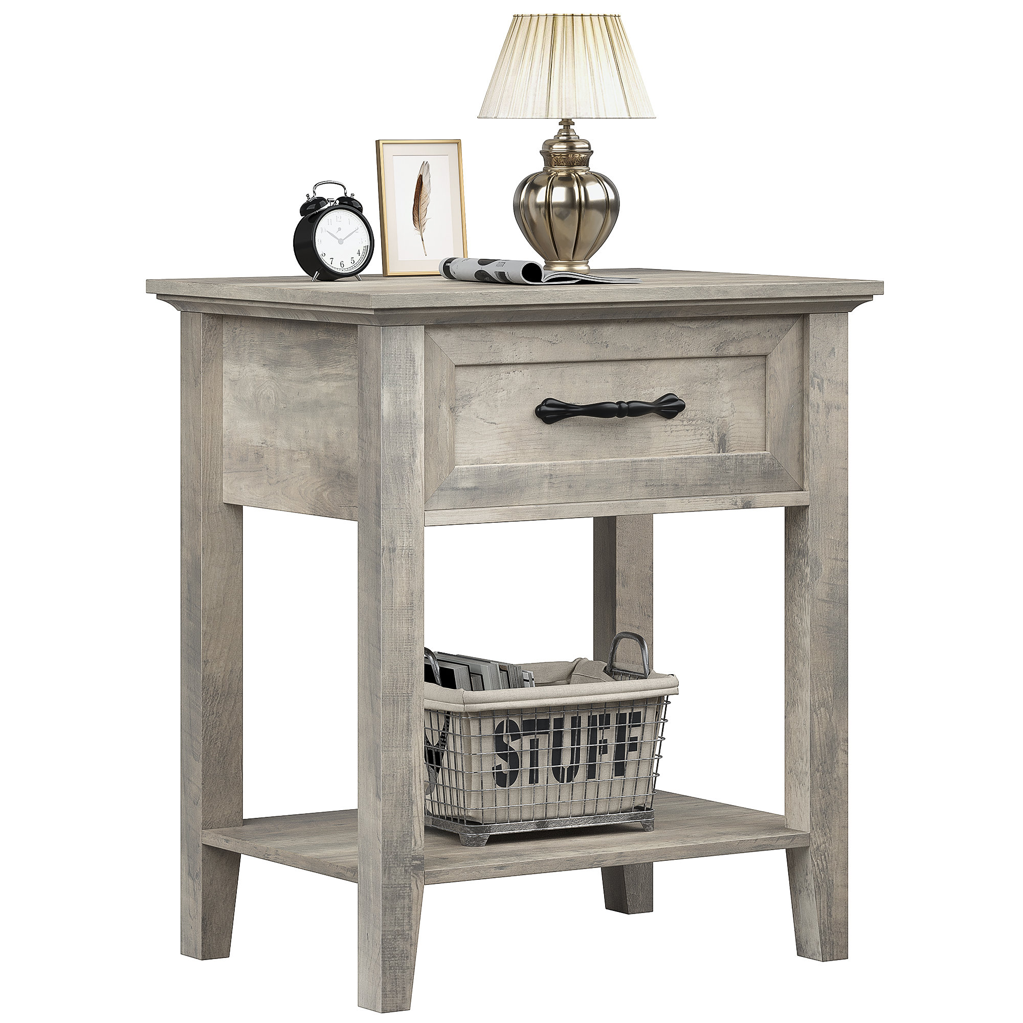 August Grove Square Nightstand, Bedside Table End Table For Bedroom ...