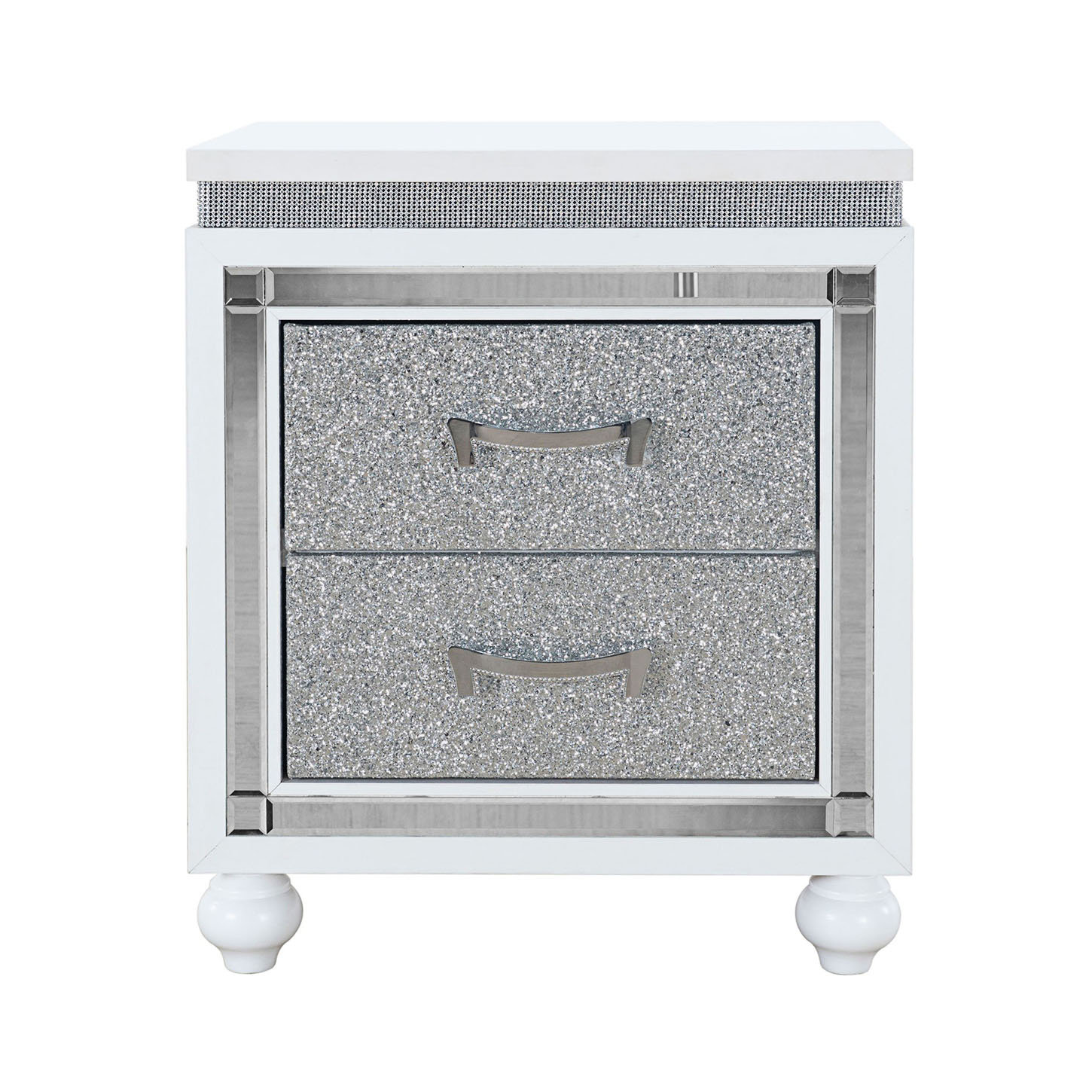 Rosdorf Park Contemporary Style Nightstand With Crushed Crystal Drawer ...