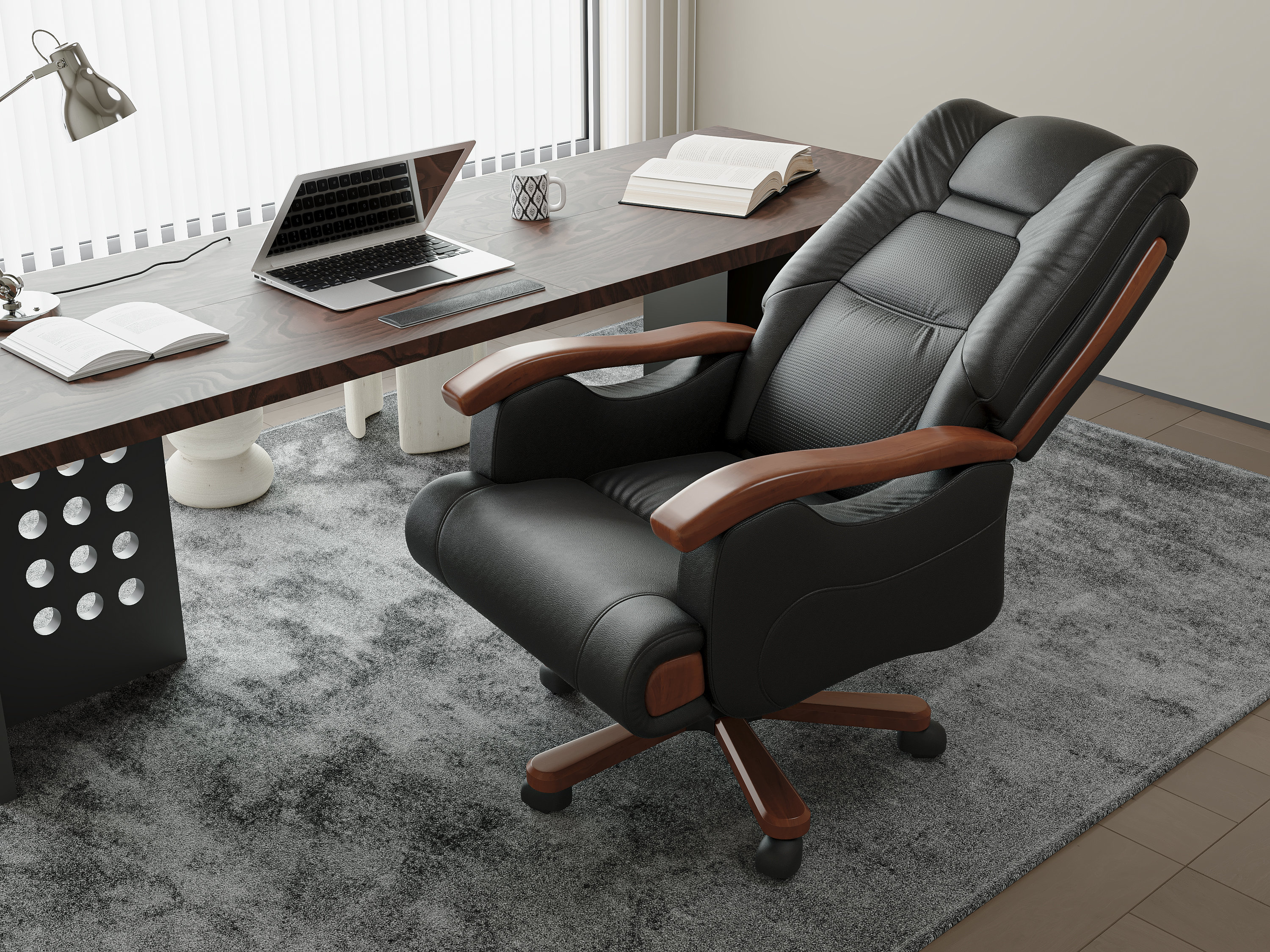 Hokku Designs Doug Big And Tall Swivel Leather Upholstered Boss Chair ...