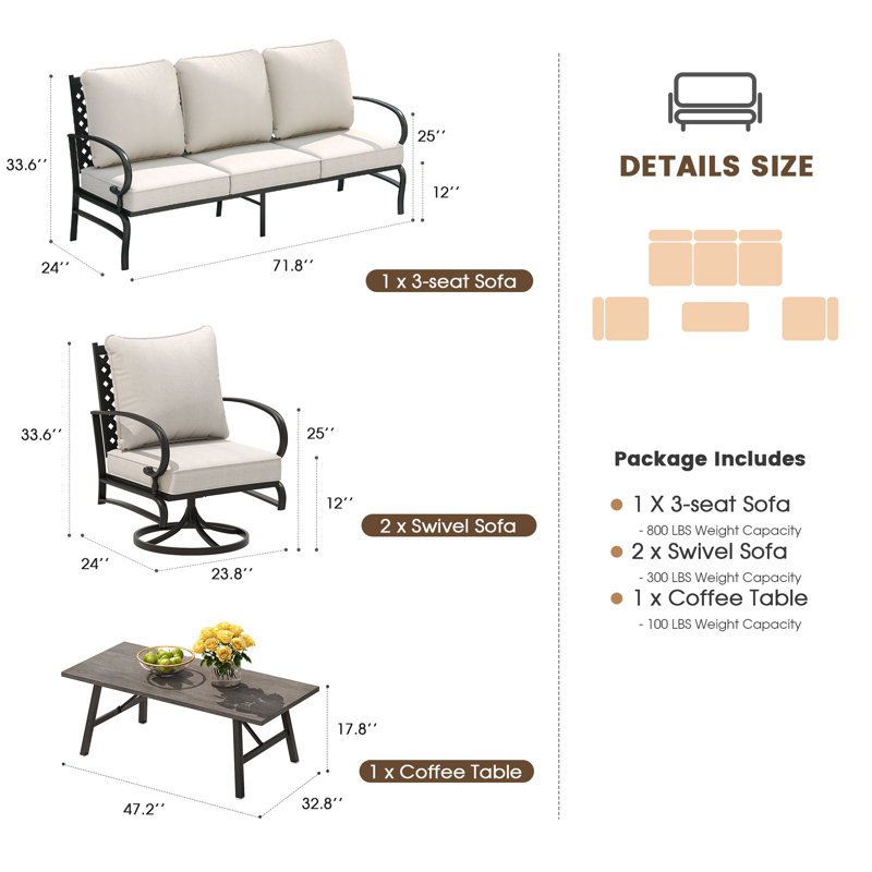 Winston Porter Shamarie 5 - Person Outdoor Seating Group with Olefin ...