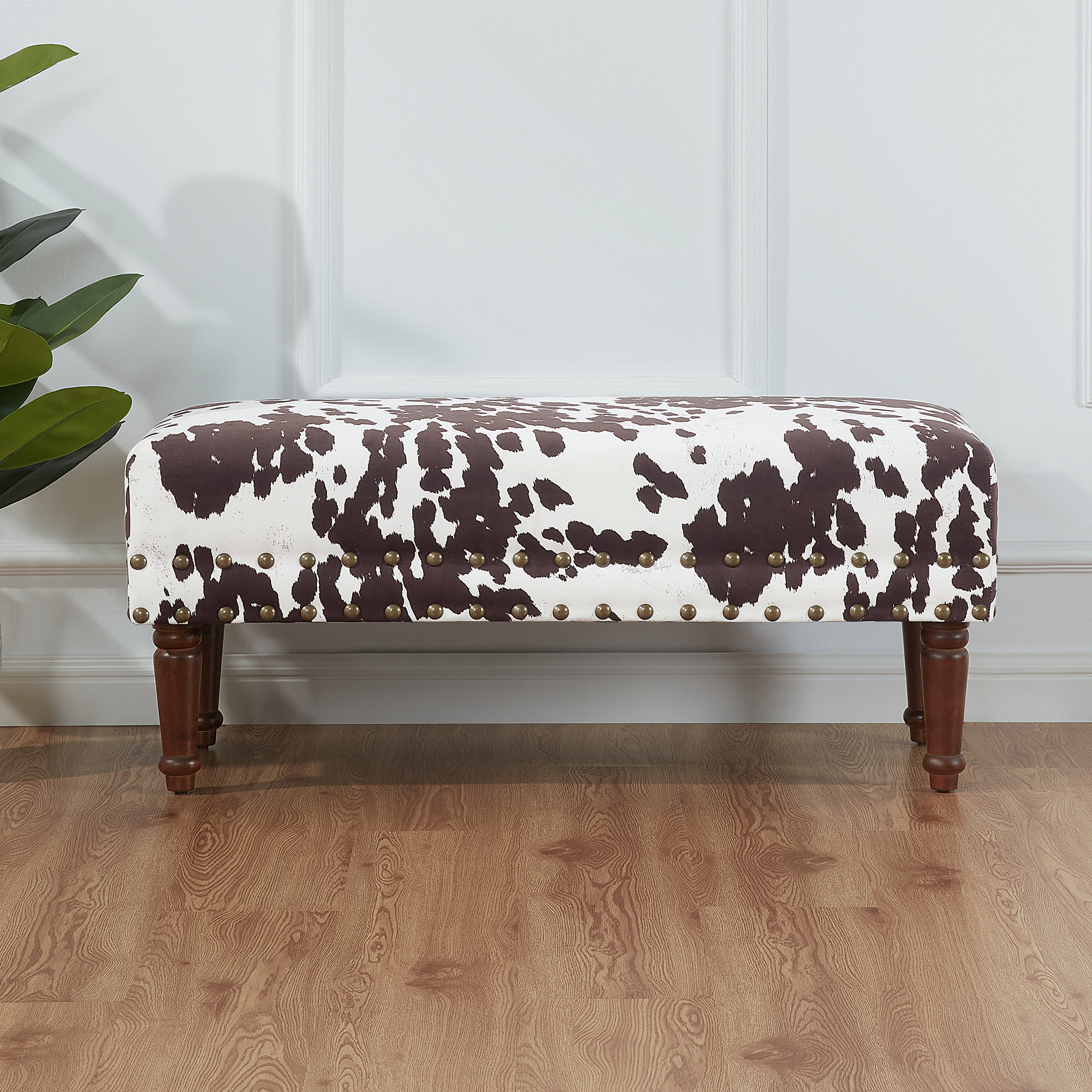 Charlton Home Designs 4Comfort Cow Print Bench with Nailheads - Wayfair ...