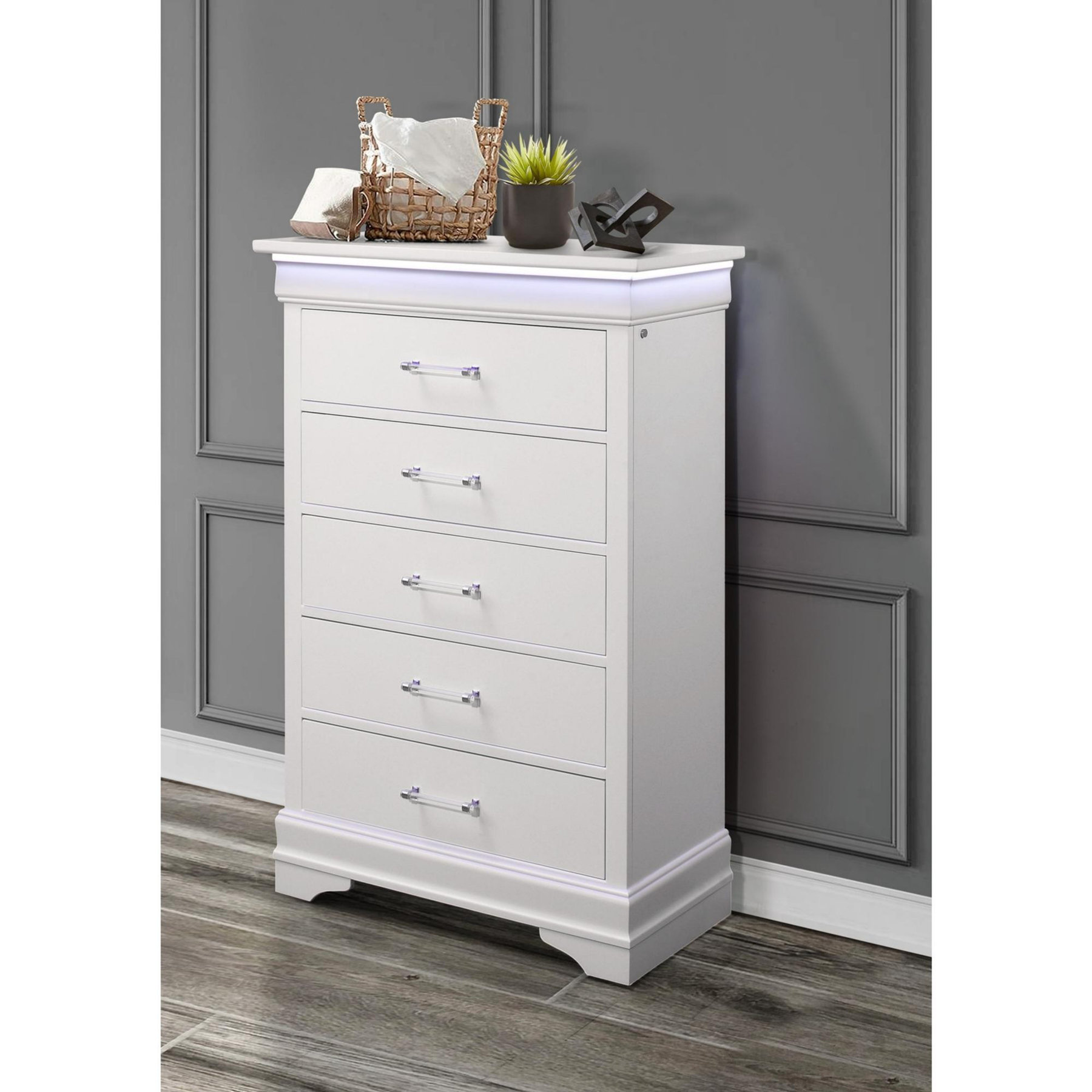 Brayden Studio® Isair WHITE CHEST WITH LED | Wayfair