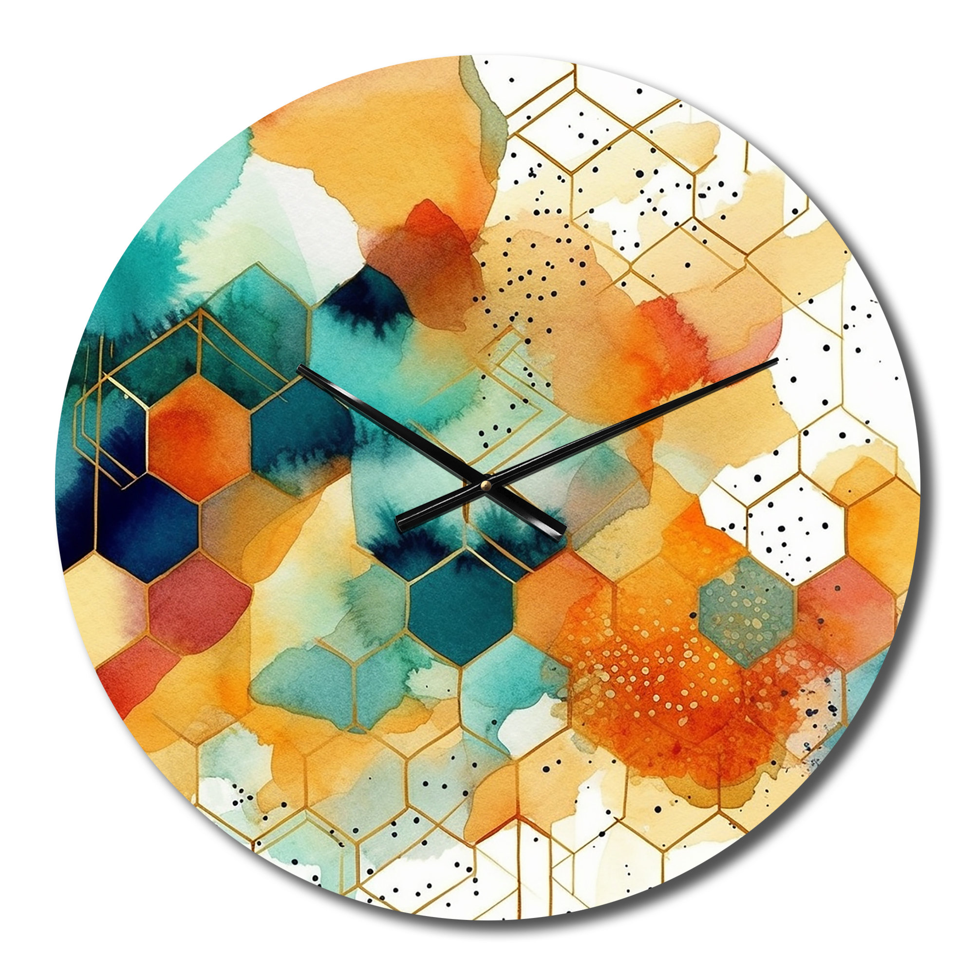 Design Art Colorfull Hexagone I Metal Wall Clock | Wayfair